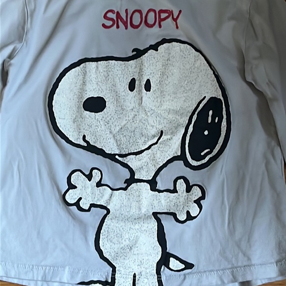 Zara | Shirts & Tops | Zara X Peanuts Glitter Snoopy Long Sleeve Shirt ...